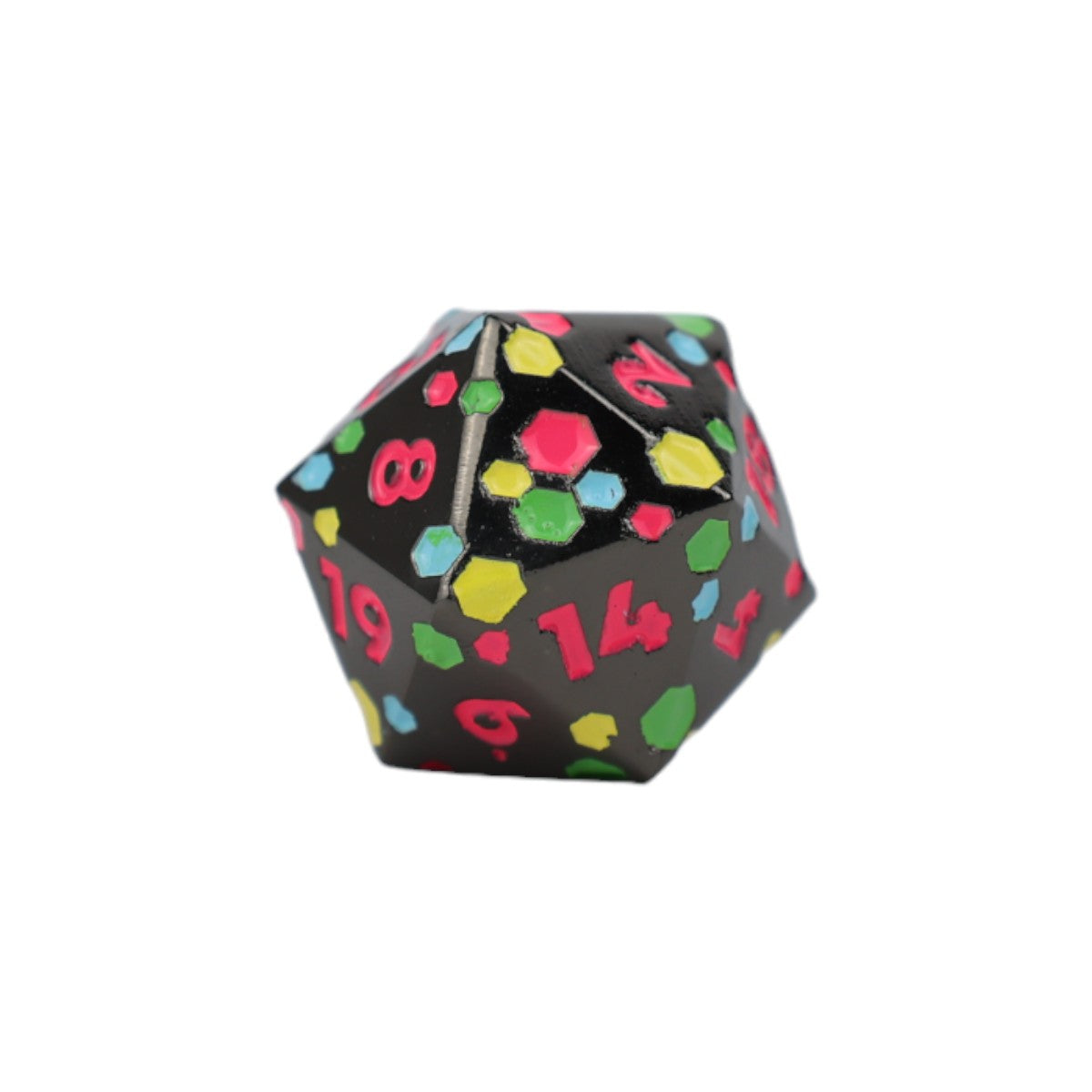Inscripted Hex Rainbow Black - Metal RPG Dice Set (LPG) – Vault Games