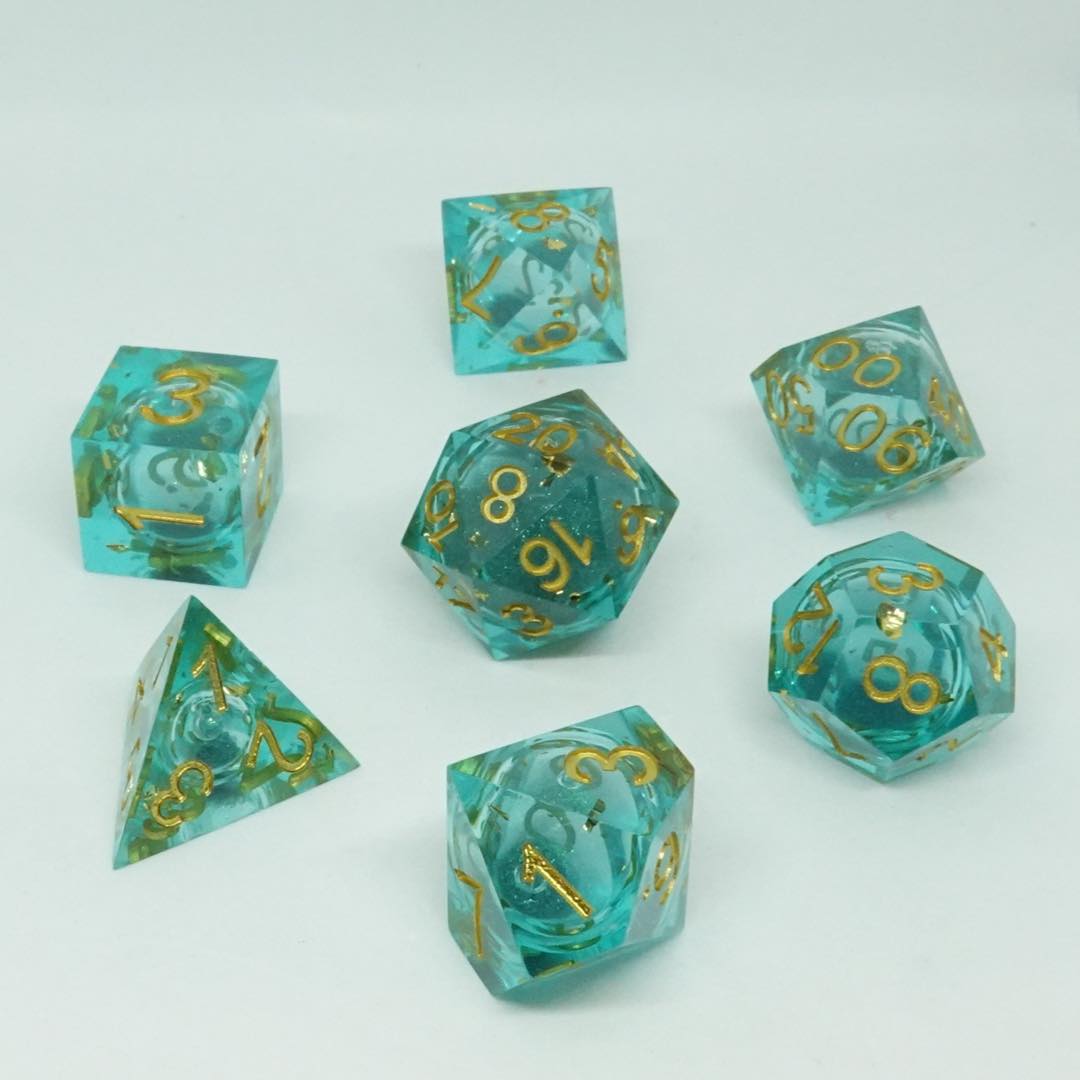 Liquid Core Sharp Edge Resin Dice Set - Molten Lagoon (CC) – Vault Games
