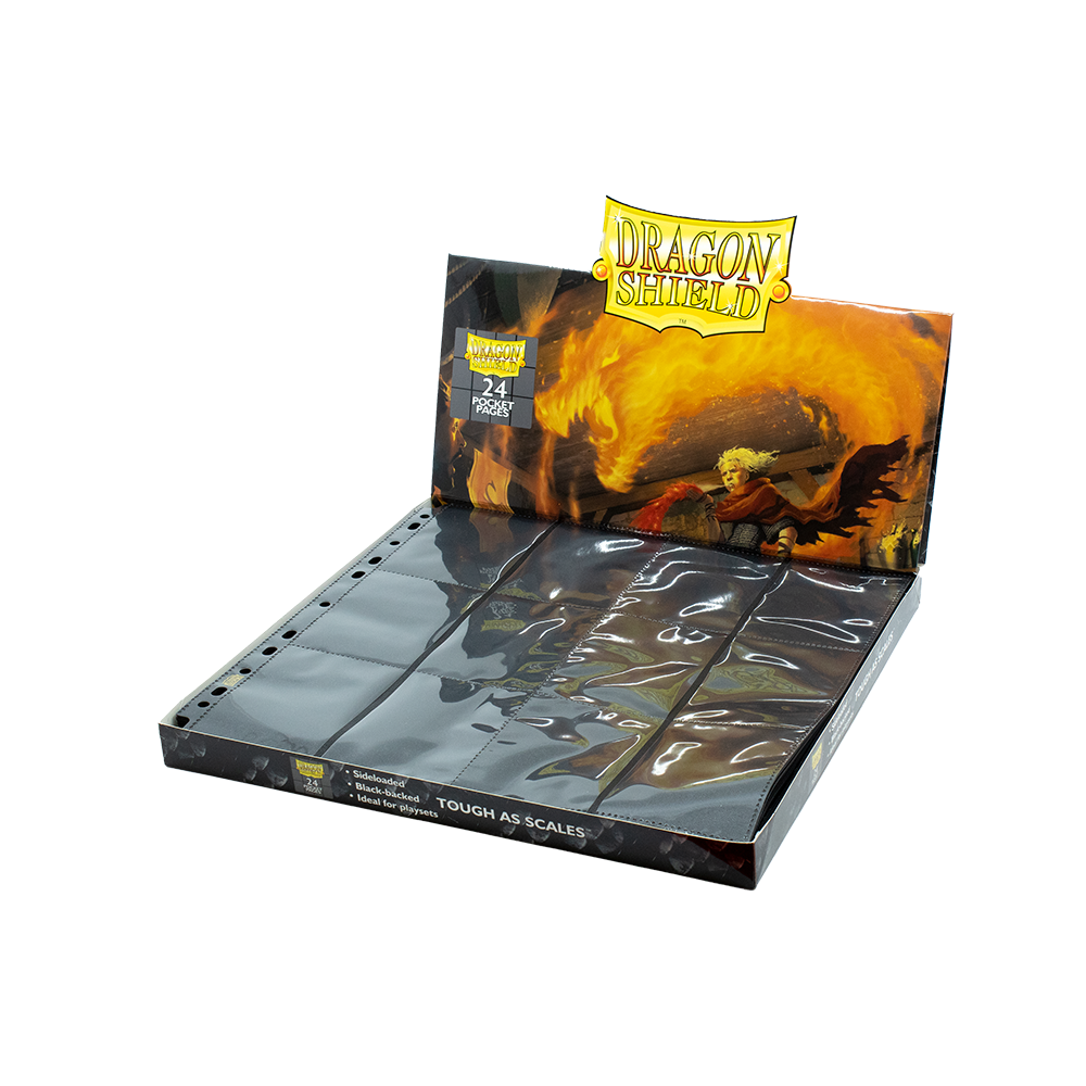 Dragon Shield: 24 Pocket Side Loading Pages (50pk) Black – Vault Games